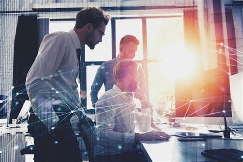 Premium Photo Businessperson In Office Connected On Internet Network Concept Of Partnership