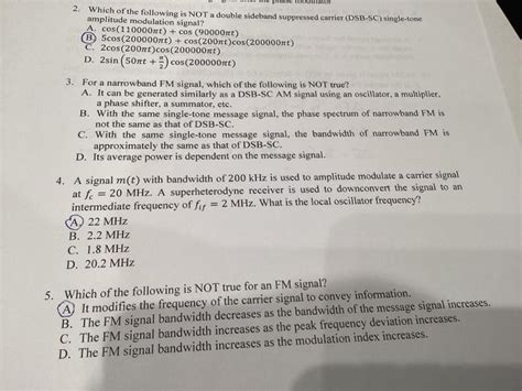 Solved 2 Which Of The Following Is Not A Double Sideband