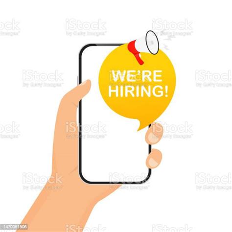 배너를 채용하고 있습니다 공석 발표 직원 채용 및 채용 비즈니스 모집 개념입니다 확성기 마케팅 및 광고와 경고 배너 벡터 그림 직원 채용자에 대한 스톡 벡터 아트 및 기타