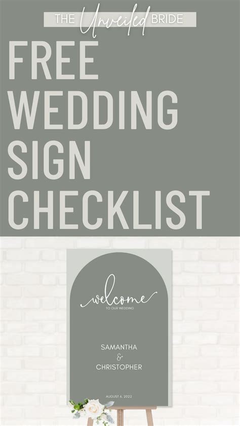 Free Wedding Sign Checklist Sage Green Arch Wedding Welcome Sign