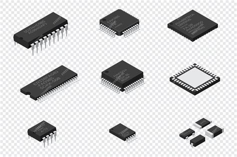 Premium Vector Set Of Microchip Computer Electronic Components Microchip Icon Computer