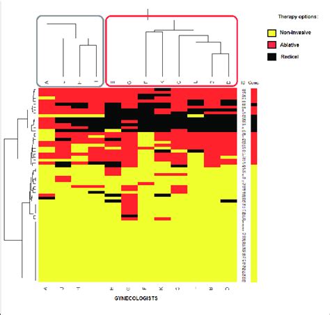 Heat Map Demonstrating Unsupervised Clustering Of Therapy Options
