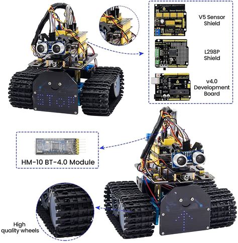 Mini Tank Robot V Smart Car Kit For Arduino Ir Infrared And App Remote Control Ios And
