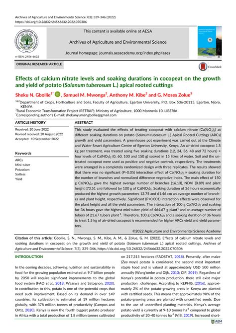 (PDF) Effects of calcium nitrate levels and soaking durations in cocopeat on the growth and ...
