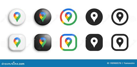 Google Maps Moderno 3d E Iconos Planos Conjunto Vector Foto De Archivo