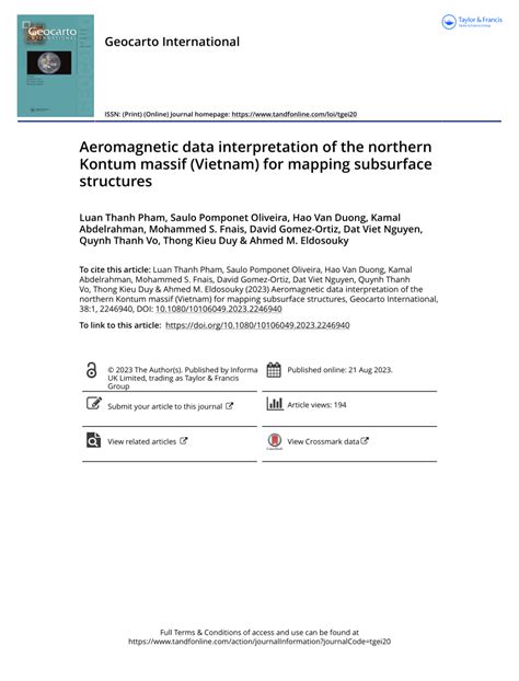 Pdf Aeromagnetic Data Interpretation Of The Northern Kontum Massif Vietnam For Mapping