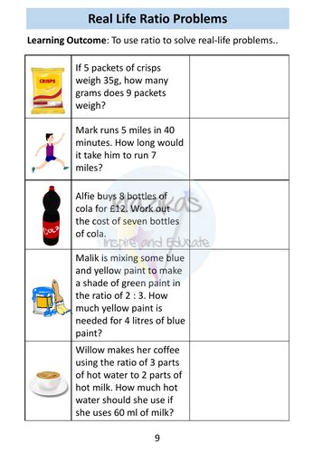 Ratio Workbook Level 1 Maths Functional Skills Teaching Resources