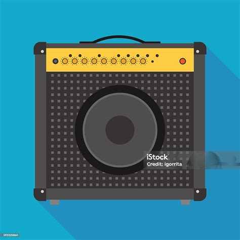 긴 그림자와 기타 증폭기 아이콘 플랫 스타일 벡터 일러스트레이션 앰프에 대한 스톡 벡터 아트 및 기타 이미지 앰프 Live Event Performing Arts