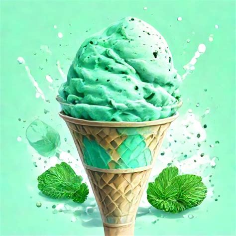 A Green Ice Cream Cone With Green Ice Cream In It Premium Ai