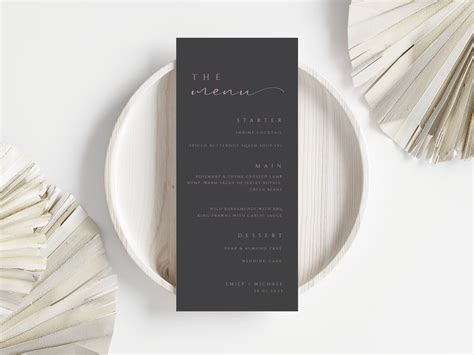 Minimalistic Menu Template Modern Dinner Menu Grey And Blush Pink Wedding Menu Template Minimal