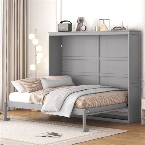 Bellemave Queen Murphy Bed Frame Foldable Cube Cabinet Queen Size