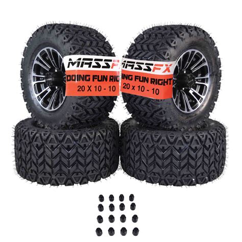 Massfx Sl 20x10 10 Fr Golf Cart Quake 4 Blk Wheels 10x7 41016 And 16