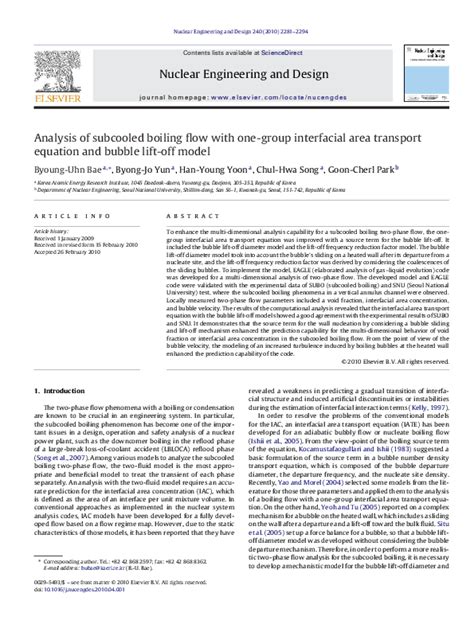 Pdf Analysis Of Subcooled Boiling Flow With One Group Interfacial