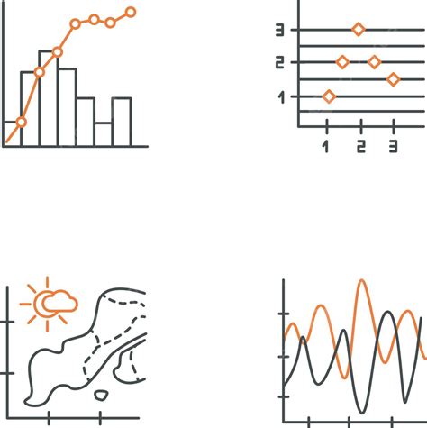 Linear Icon Set With Various Graphs And Maps Vector Pack Financial Design PNG And Vector With