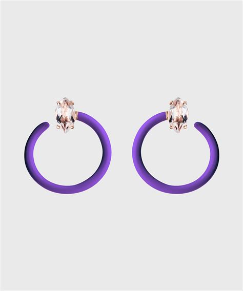 Small Tendril Circle Earrings In Purple Bollicine