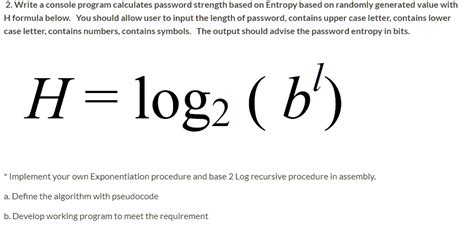 In Assembly Language 2write A Console Program Calculates Password Strength Based On Entropy