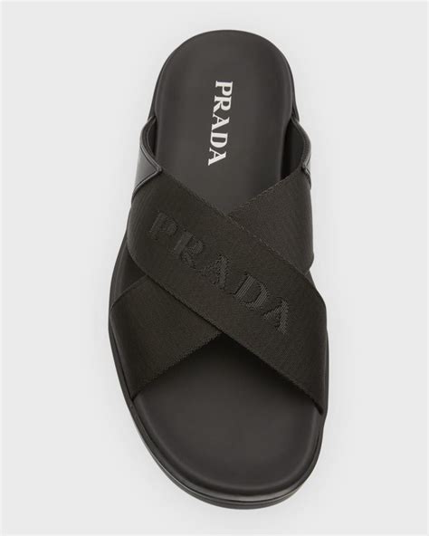 Prada Mens Nastro Web Logo Slide Sandals Prada Slides Men Prada