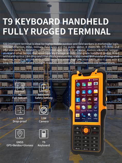 Inch PDA Optional NFC LF HF UHF RFID Barcode D Scanner Industrial IP S V HugeRock