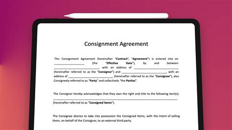 Free Consignment Stock Agreement Template