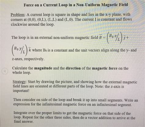 solved force on a current loop in a non uniform magnetic