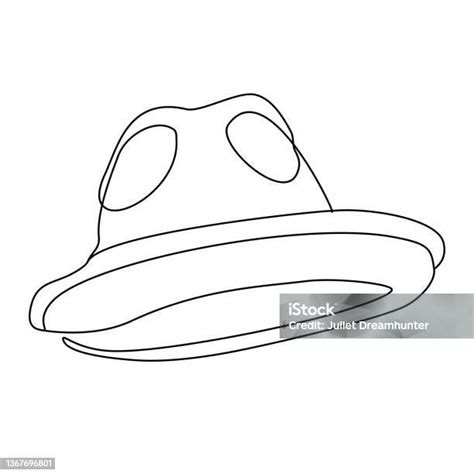 카우보이 모자 실루엣 총잡이 의류의 연속 라인 드로잉 간단한 미니멀 한 윤곽에 그려진 암소 소년 모자 0명에 대한 스톡 벡터 아트 및 기타 이미지 Istock