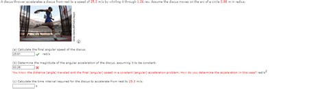 solved a calculate the final angular speed of the discus