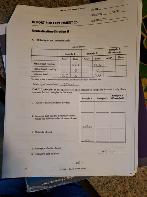 solved name section instructor date report for experiment