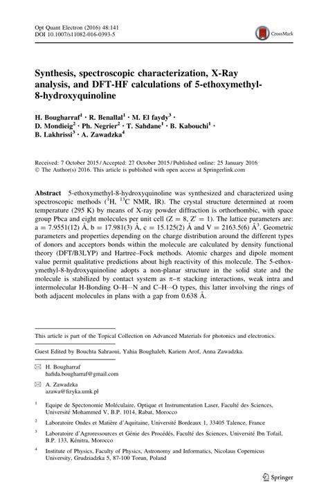 Pdf Synthesis Spectroscopic Characterization X Ray Analysis And Dft Hf Calculations Of 5
