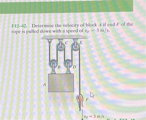 solved f12 42 determine the velocity of block a if end f of