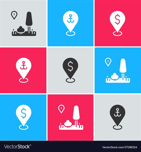 Set City Map Navigation Location With Anchor Vector Image