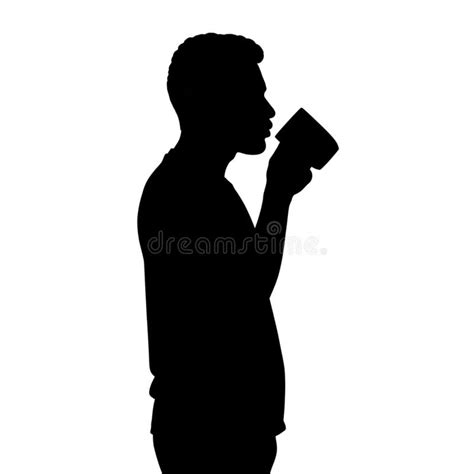 Man Silhouette Drinking Morning Coffee Mug Enjoying Beverage Hot Cup