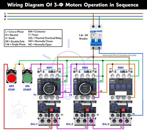 Automatic Sequential Motor Control Circuit Power And Control Electrical Circuit Diagram Free
