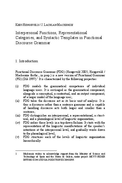 pdf interpersonal functions representational categories and