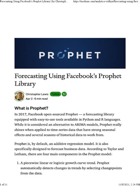 Forecasting Using Facebooks Prophet Library Pdf Forecasting Teaching Mathematics