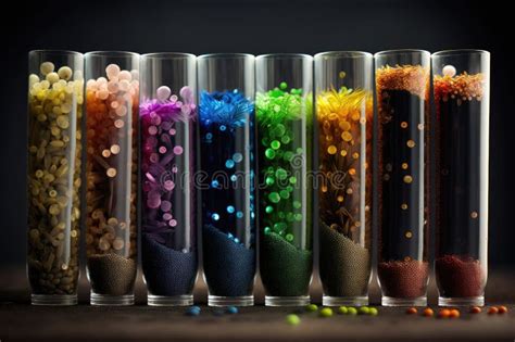 A Colorful Array Of Seeds In Test Tubes Ready To Be Planted Stock