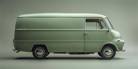 Retro Futuristic Design Of Vintage Green Van A Blend Of Automotive