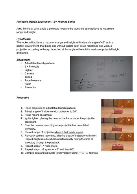 Projectile Motion Experiment Physics Year 12 Hsc Thinkswap