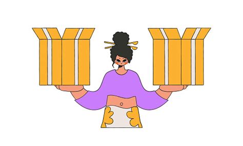 그녀의 손에 상자를 들고 사랑스러운 여자 소포 및화물 배송 과정 이해 가상현실에 대한 스톡 벡터 아트 및 기타 이미지 가상현실 배달 배달부 Istock