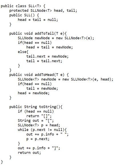 solved public class sll { protected sllnode head