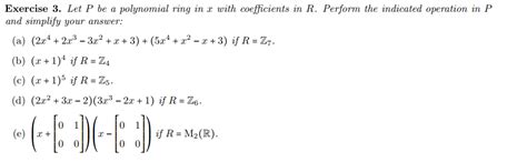 Solved Exercise 3 Let P Be A Polynomial Ring In A With