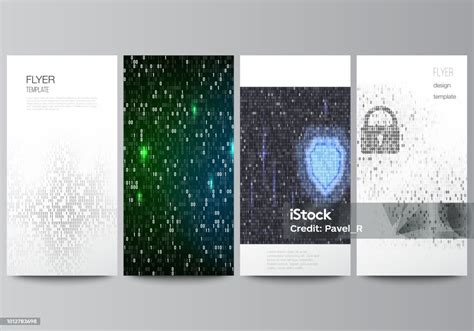 전단지 배너 디자인 서식 파일의 편집 가능한 레이아웃의 최소한의 벡터 그림 이진 코드 배경입니다 Ai 빅 데이터 코딩 이나 해커 개념 디지털 기술 배경 0명에 대한 스톡