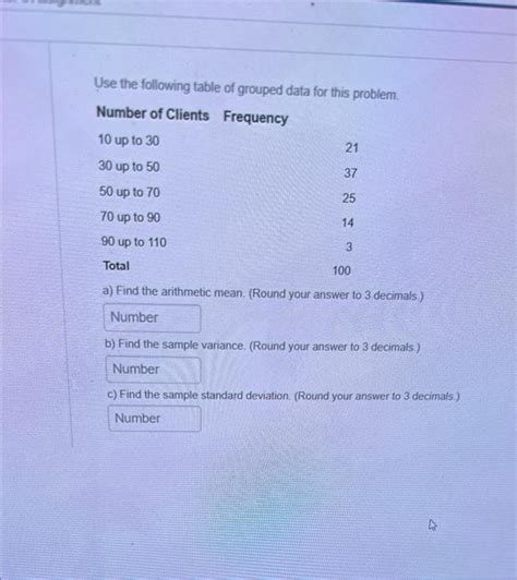 Solved Use The Following Table Of Grouped Data For This