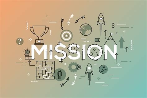 Thin Line Flat Design Banner Of Business Mission Statement Stock Vector