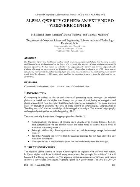 Pdf Alpha Qwerty Cipher An Extended Vigenere Cipher Dokumen Tips