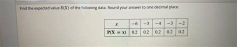 Solved Find The Expected Value E X Of The Following Data