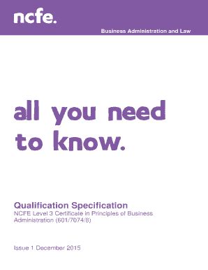 Ncfe Level 3 Certificate In Principles Of Business Administration Fill Online Printable