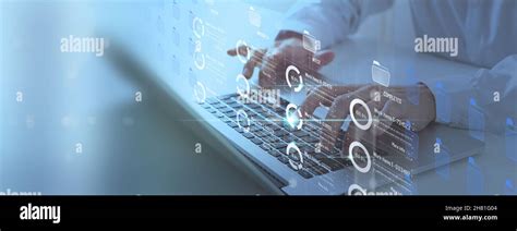 Business Developer Hand Using Kanban Board Framework On Virtual Modern Computer Showing