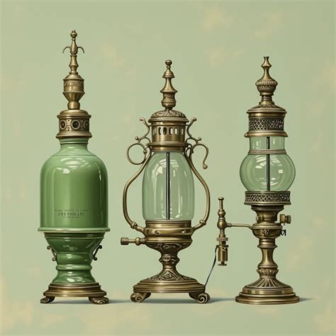 Premium Ai Image Three Vintage Phials On Light Green
