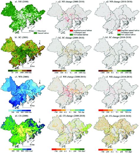 Spatial Distribution And The Difference Between 1990 And 2015 Of Download Scientific Diagram