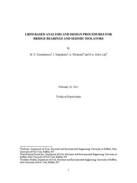 Lrfd Based Analysis And Design Of Bearings In Bridges 2 28 2011 Pdf